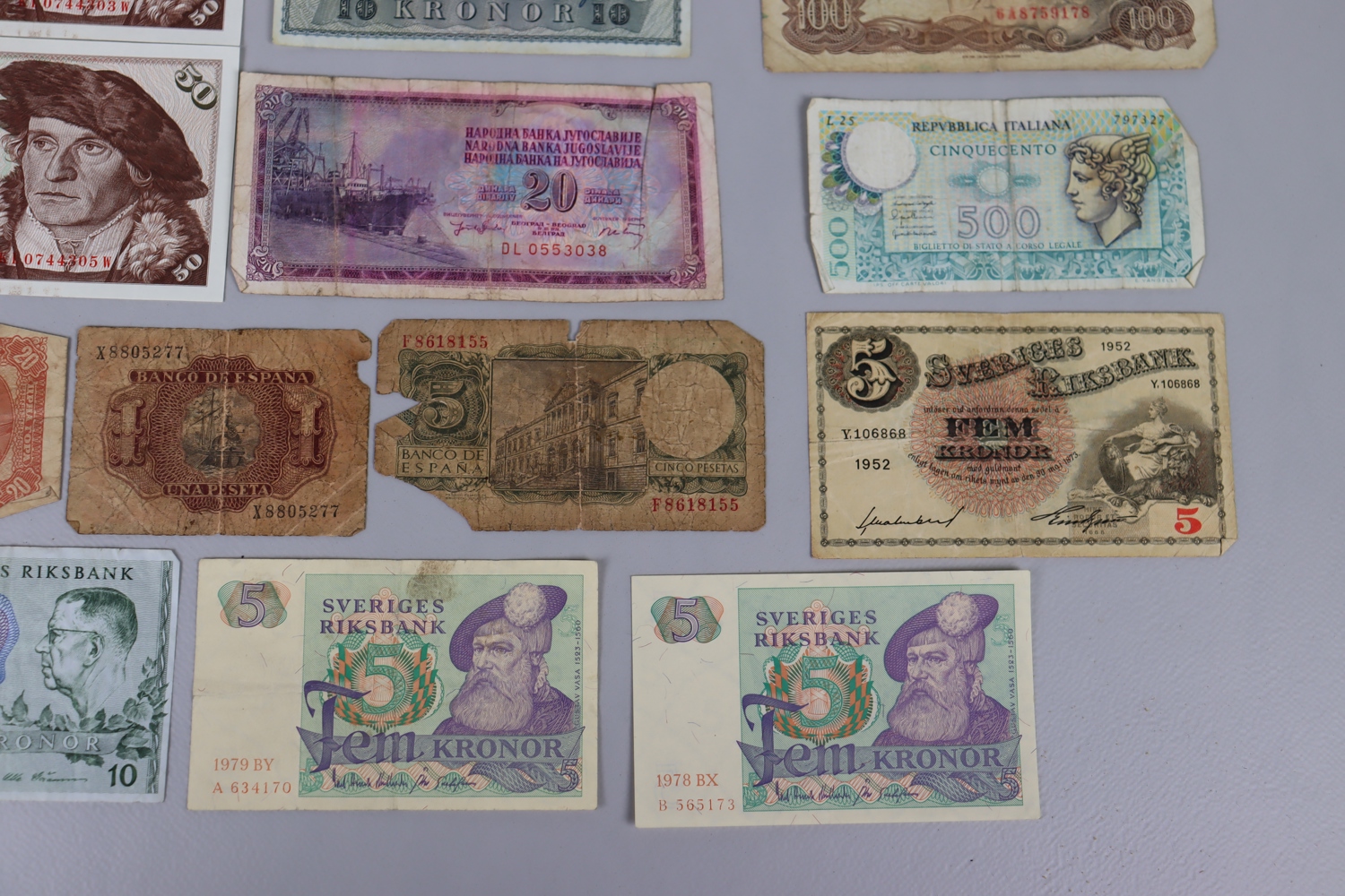 Diverse sedlar, svenska och utländska | Auktion.se