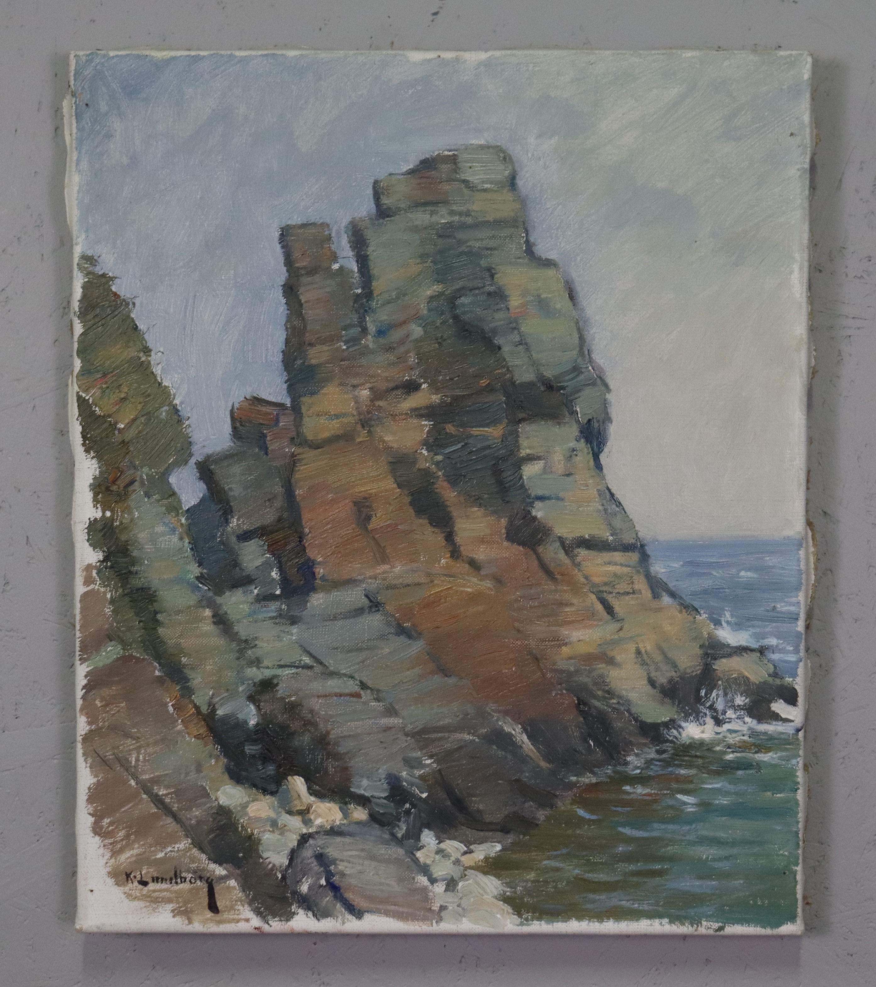 Karl Lundborg, olja på duk, "Klippa på… | Auktion.se